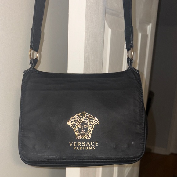 Versace | Bags | Versace Crossbody Purse Medusa Gold Logo Handbag Black ...